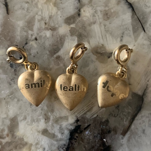 14K GOLD | Jewelry | 4k Italian Gold Petite Heart Charms Health Family ...